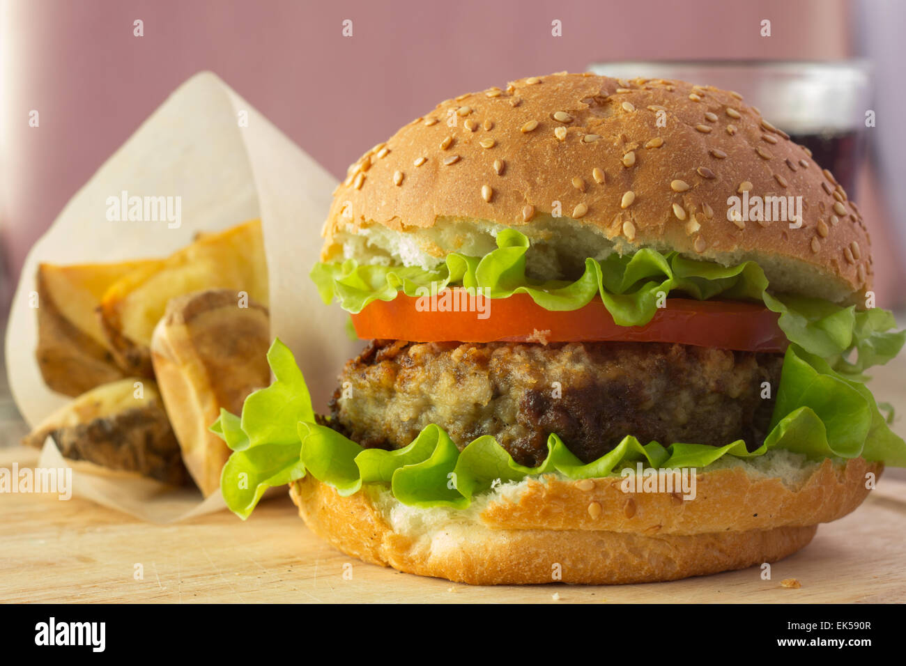 Burger and potato wedges hi-res stock photography and images - Alamy