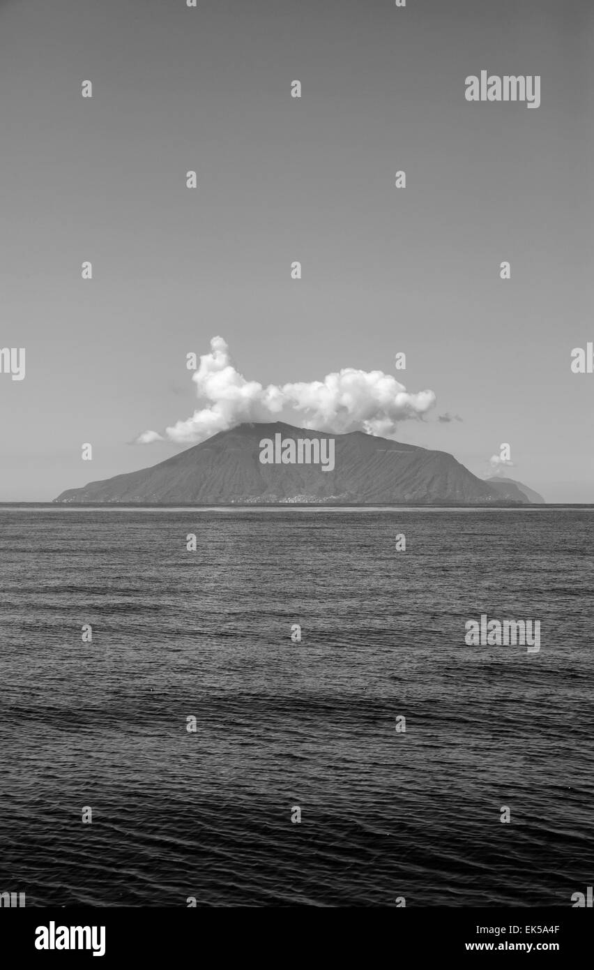 Italy, Sicily, Aeolian Islands, panoramic view of Stromboli island from ...