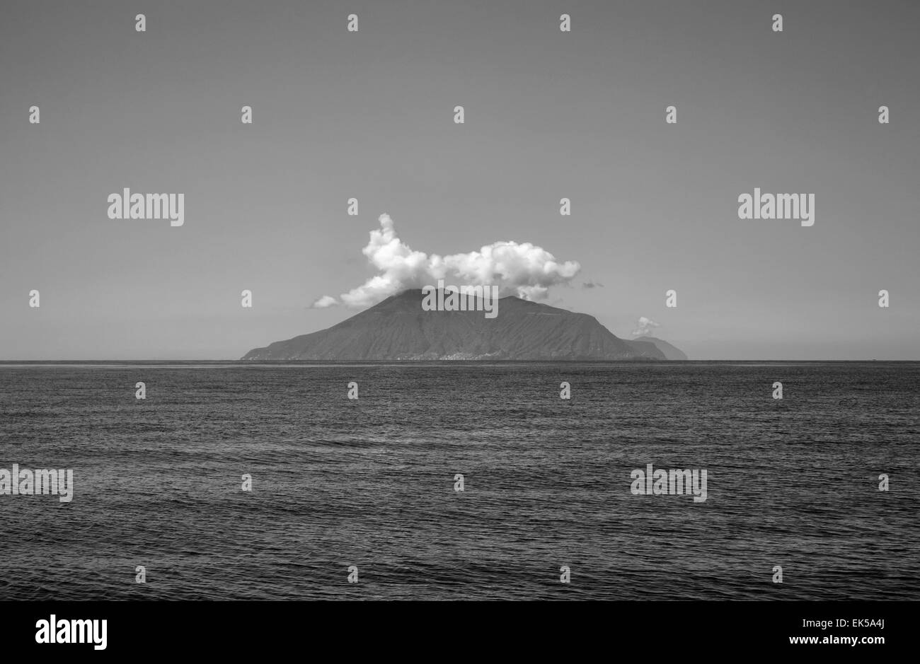 Italy, Sicily, Aeolian Islands, panoramic view of Stromboli island from ...
