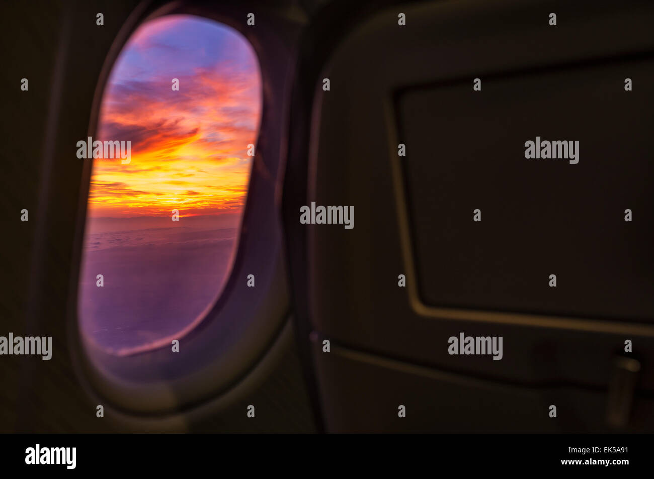 Italy, sunset, aerial view from an airplane window Stock Photo - Alamy