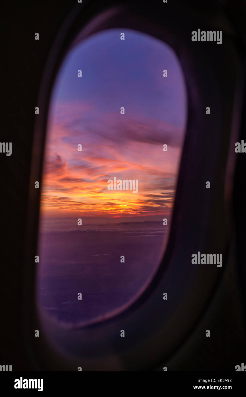 Italy, sunset, aerial view from an airplane window Stock Photo - Alamy