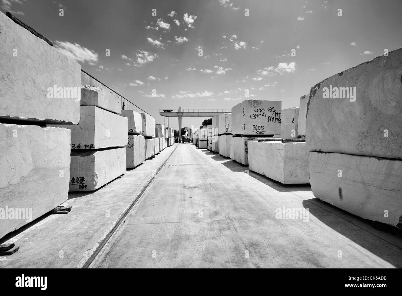 Italy, marble cutting factory, marble blocks - industrial Stock Photo ...