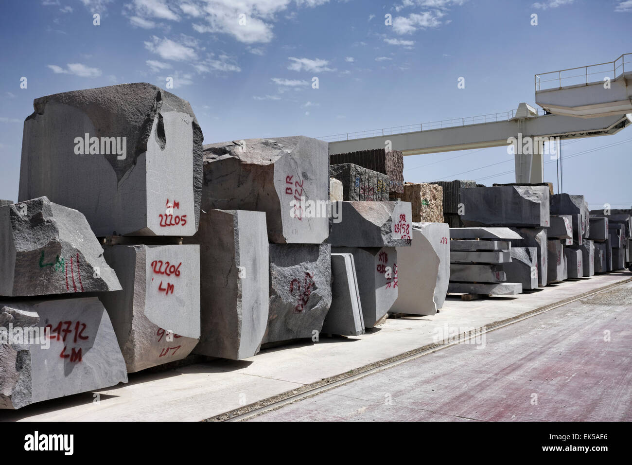 Italy, marble cutting factory, granite blocks - industrial Stock Photo ...