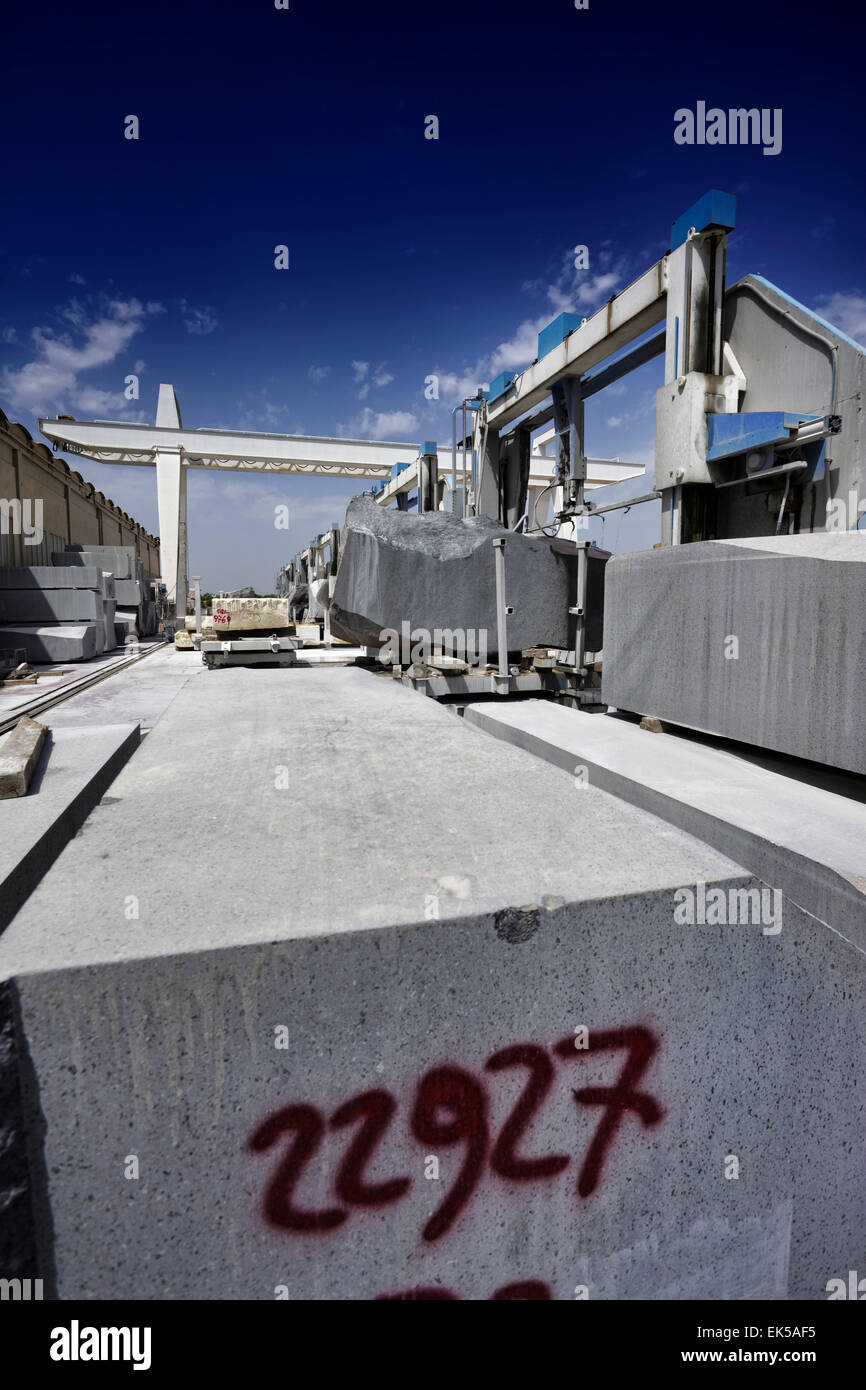 Italy, marble cutting factory, granite blocks - industrial Stock Photo ...