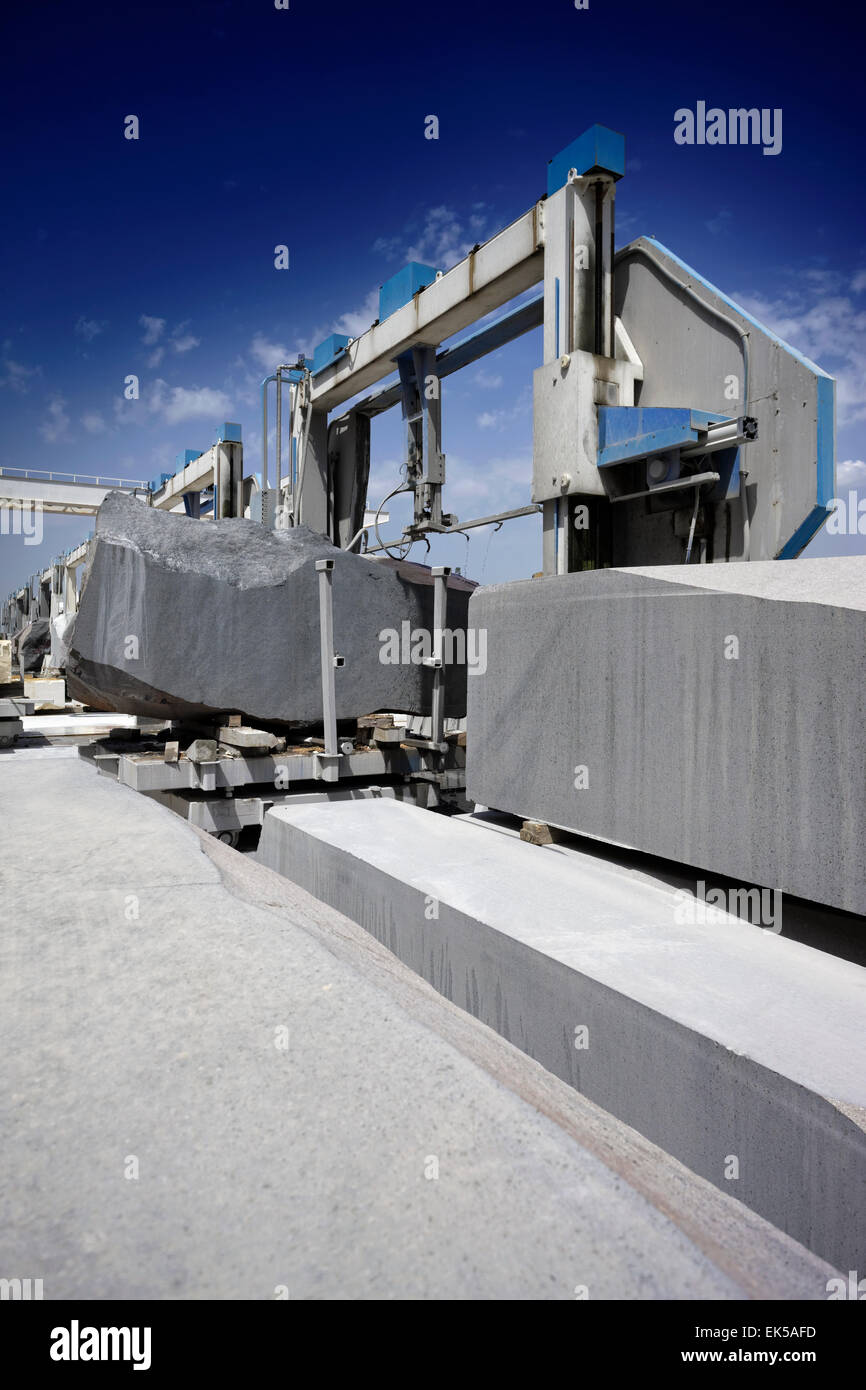 Italy, marble cutting factory, granite blocks - industrial Stock Photo ...
