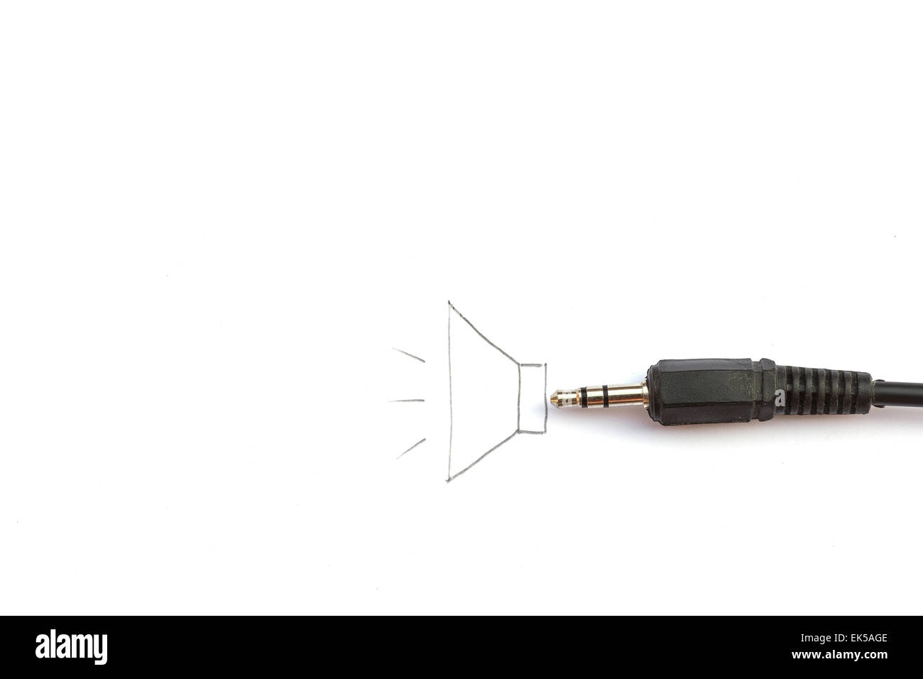 Audio Jack Plug with drawing of speaker on white Stock Photo - Alamy