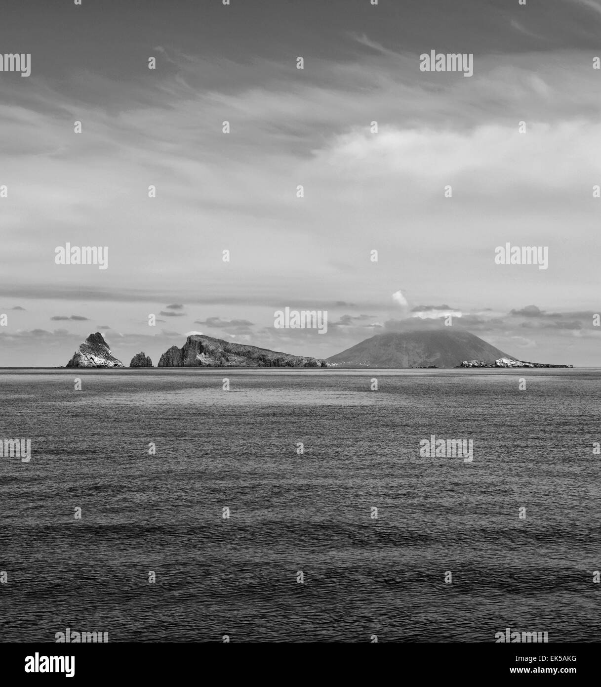 Italy, Sicily, Aeolian Islands, view of Stromboli island from the sea ...