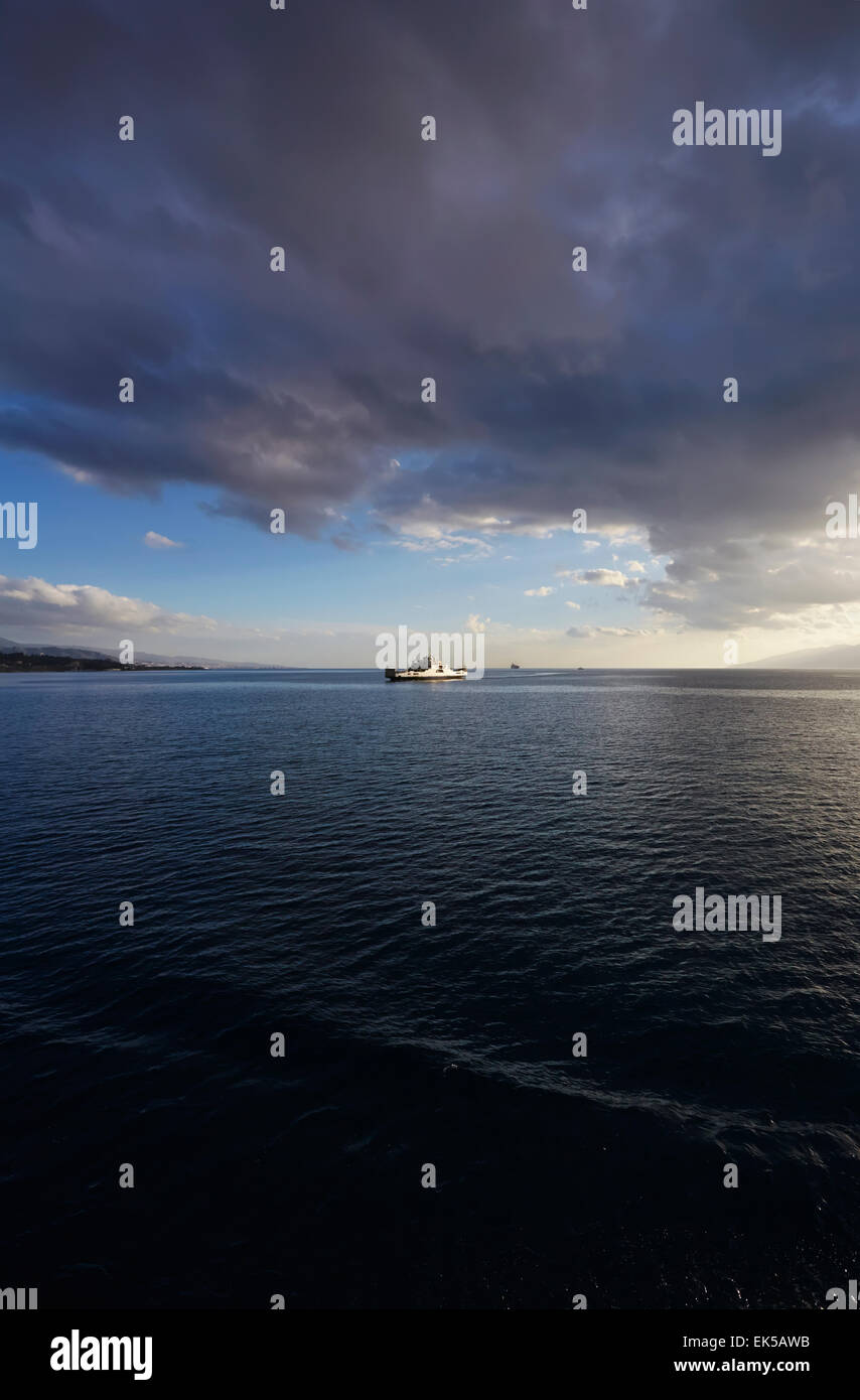 Italy, Sicily Channel, one of the ferryboats that connect Sicily to the ...