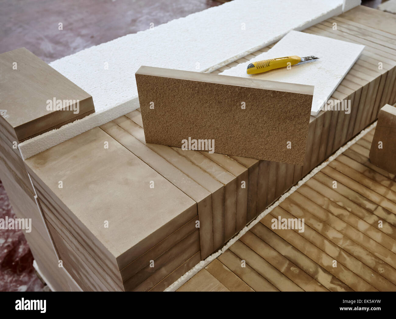 Italy, marble cutting factory, marble tiles packaging - industrial ...