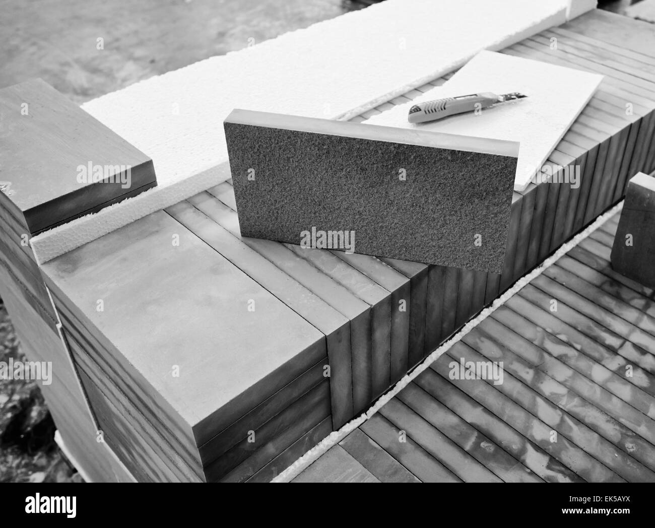 Italy, marble cutting factory, marble tiles packaging - industrial ...