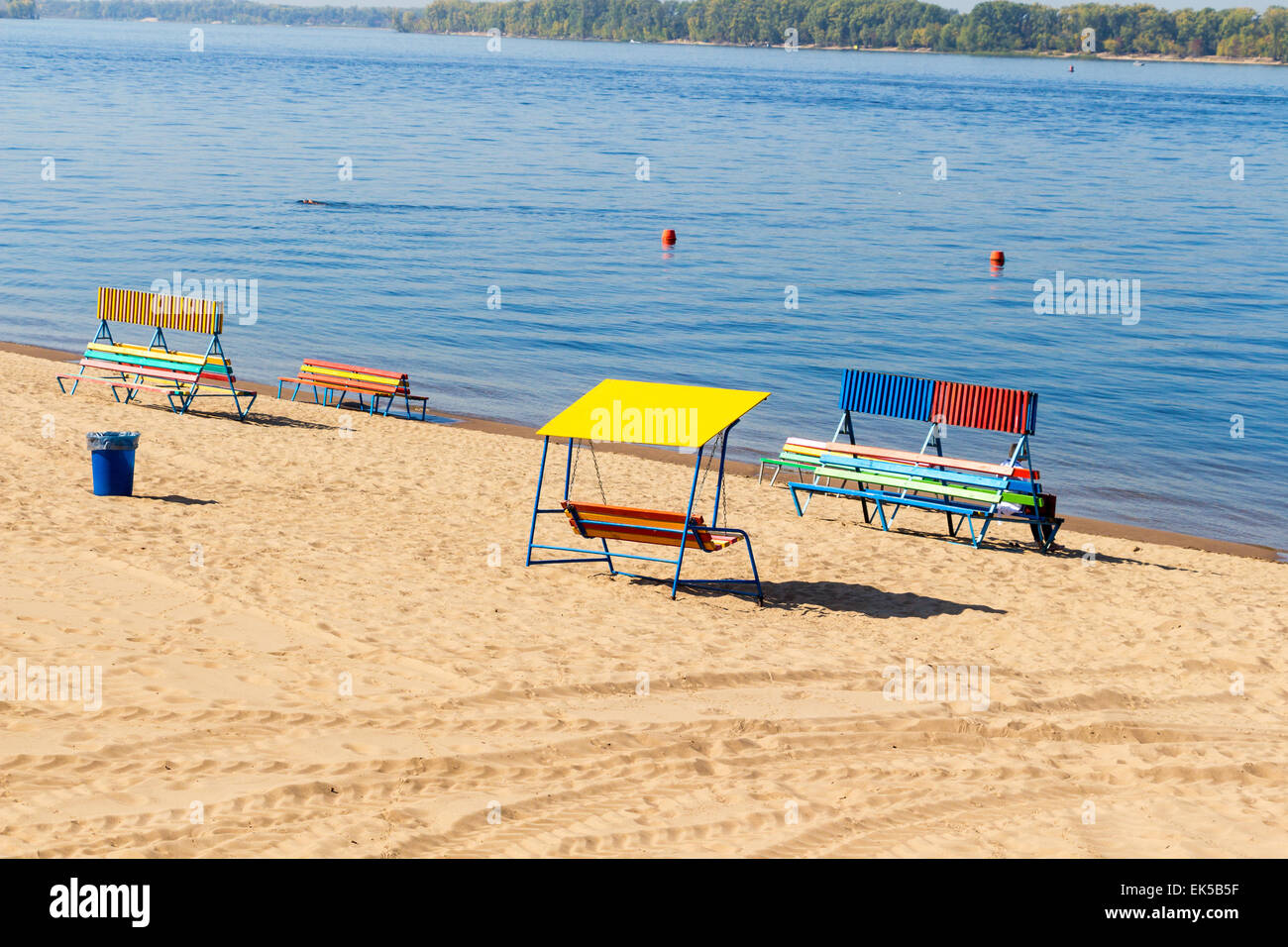 Sandy beach of the river Volga in Samara Stock Photo - Alamy
