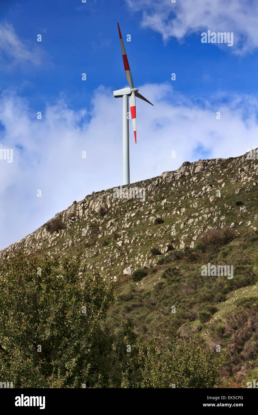 ITALY, Sicily, Nebrodi mountains, Eolic energy turbine Stock Photo - Alamy