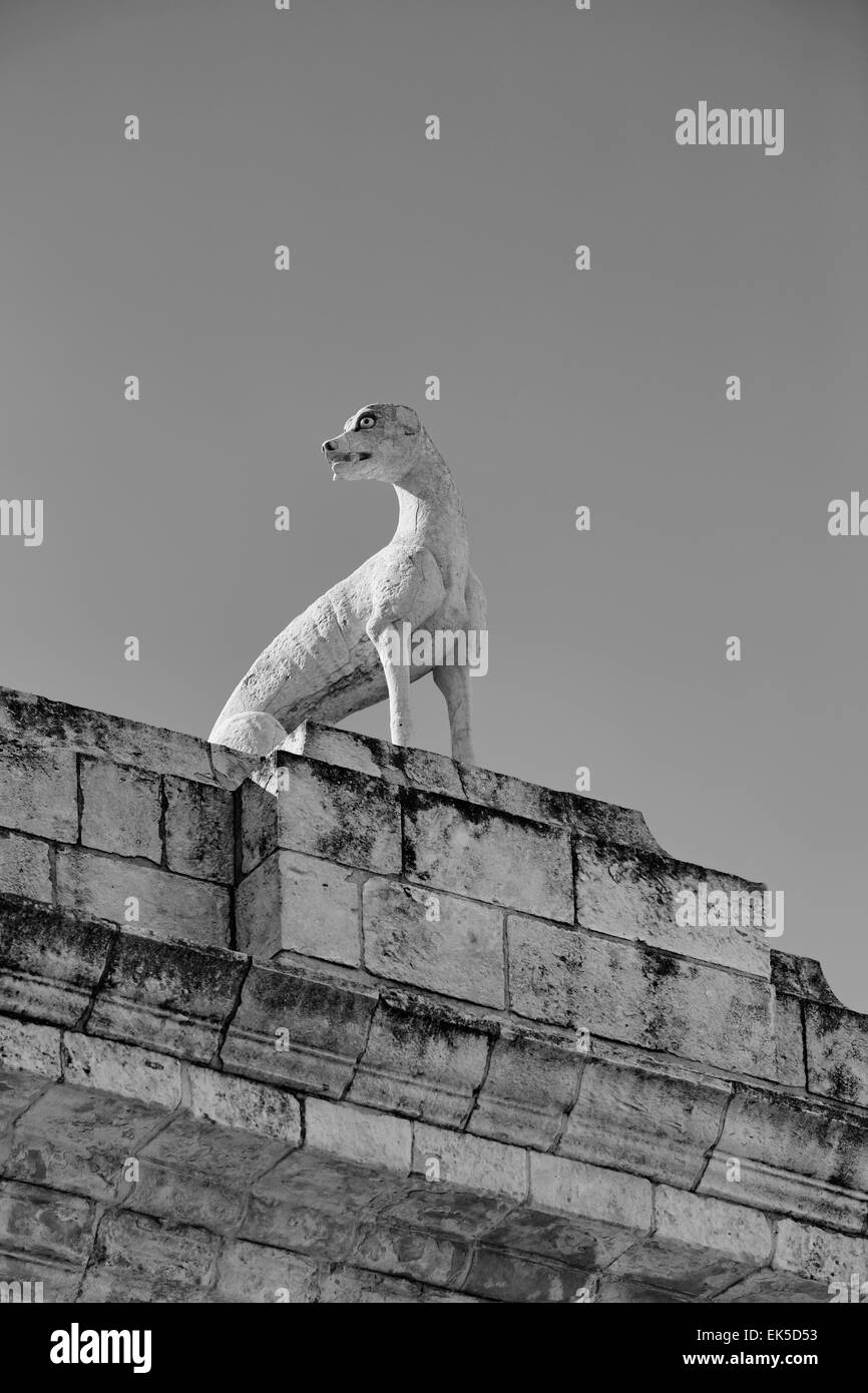 Italy, Sicily, Noto (Siracusa Province), baroque animal statue on the ...