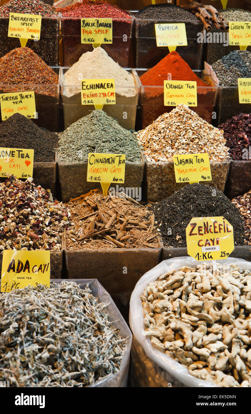 Turkey, Istanbul, Spice Bazaar, turkish spices for sale Stock Photo - Alamy