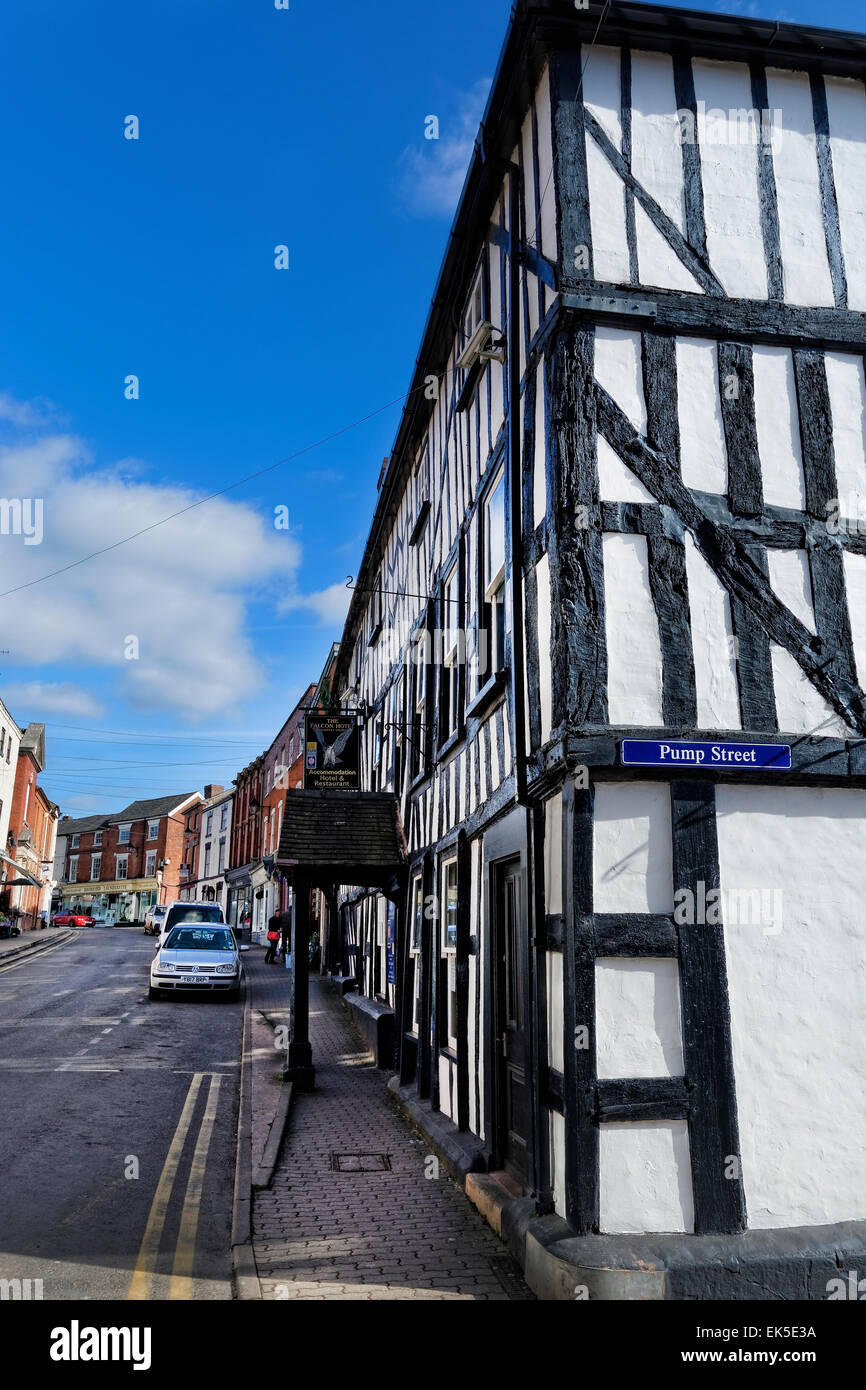 The half timber framed Falcon Hotel at Bromyard, Herefordshire, England ...
