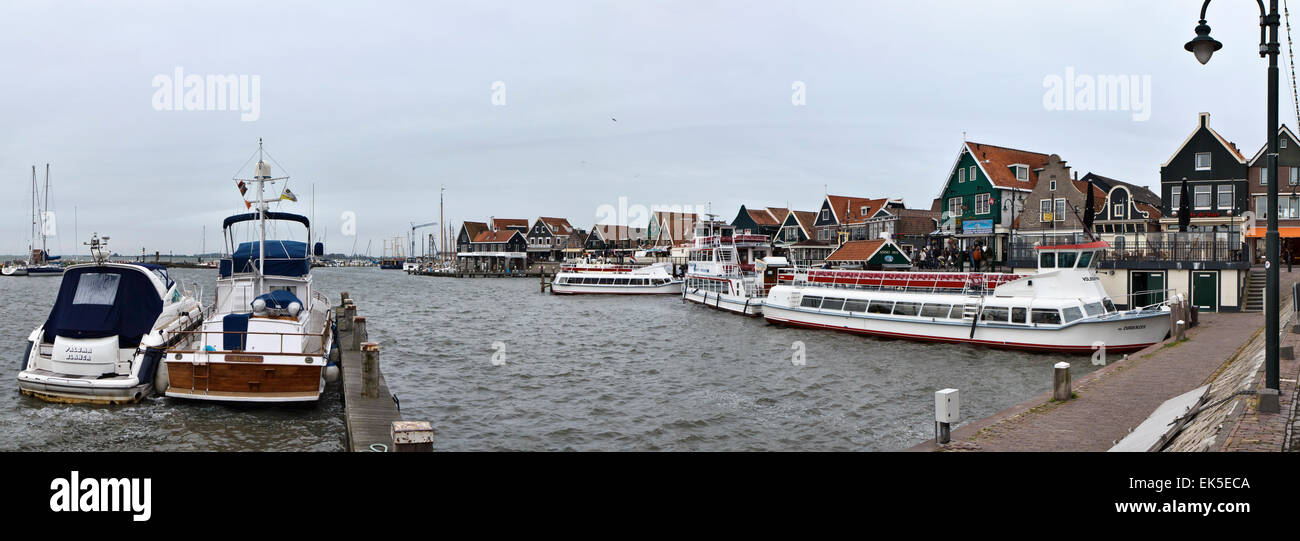 Holland, Volendam (Amsterdam), panoramic view of the port and the ...