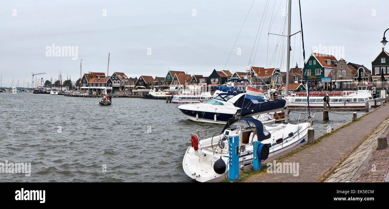 Holland, Volendam (Amsterdam), panoramic view of the port and the ...