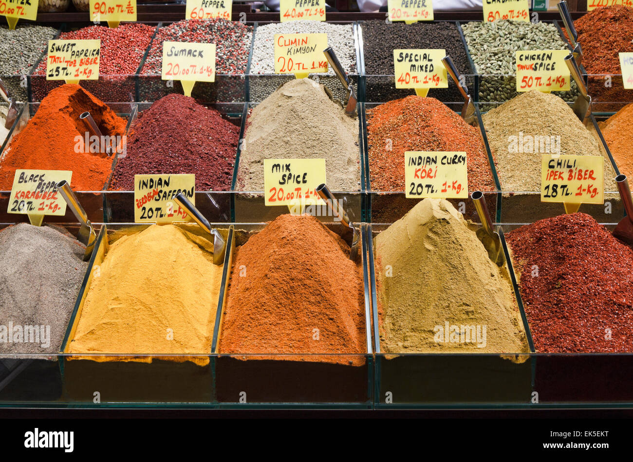 Turkey, Istanbul, Spice Bazaar, turkish spices for sale Stock Photo - Alamy