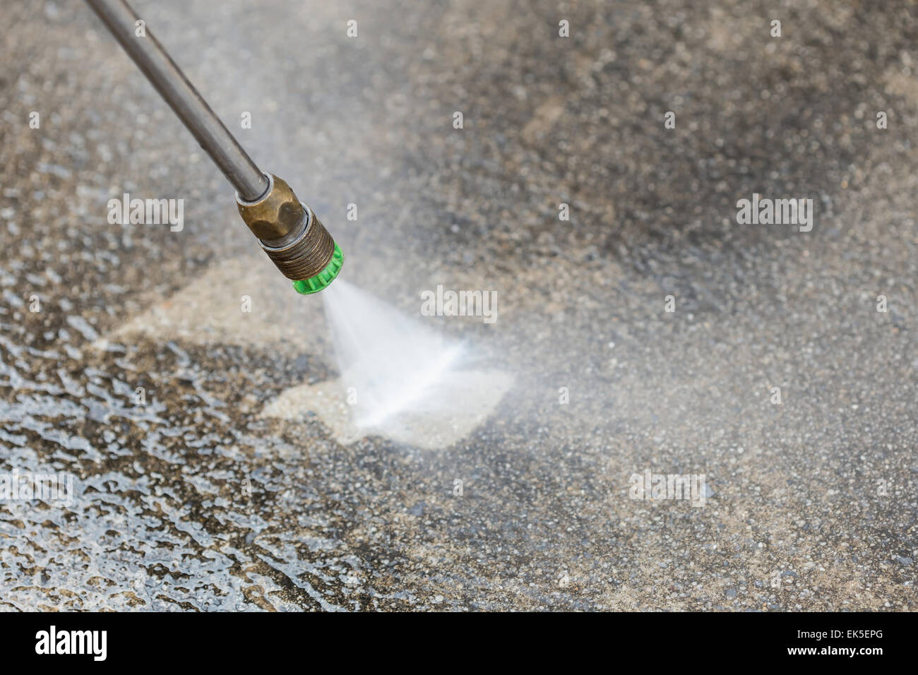 Close up Outdoor floor cleaning with high pressure water jet Stock ...