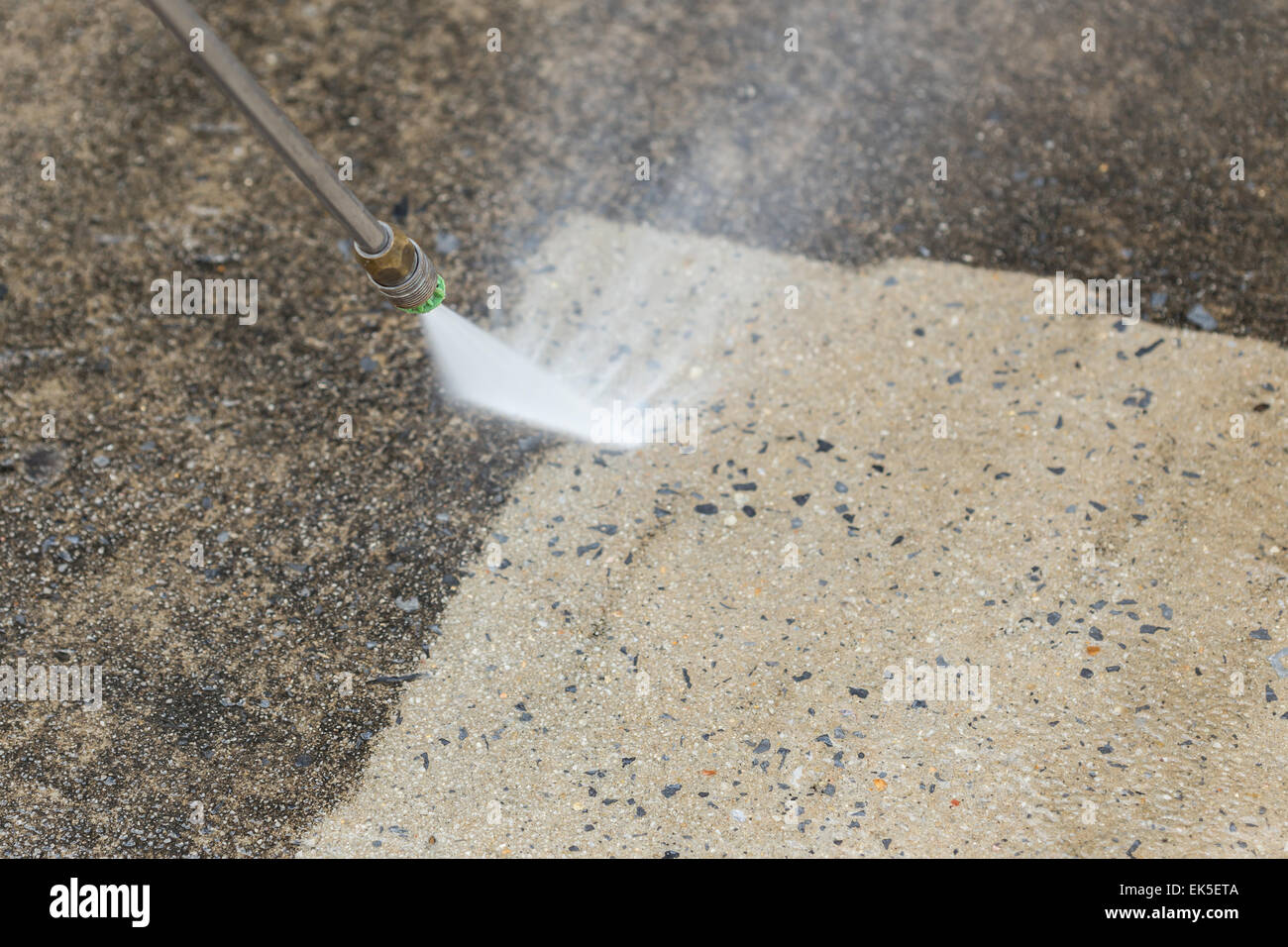 Close up Outdoor floor cleaning with high pressure water jet Stock ...
