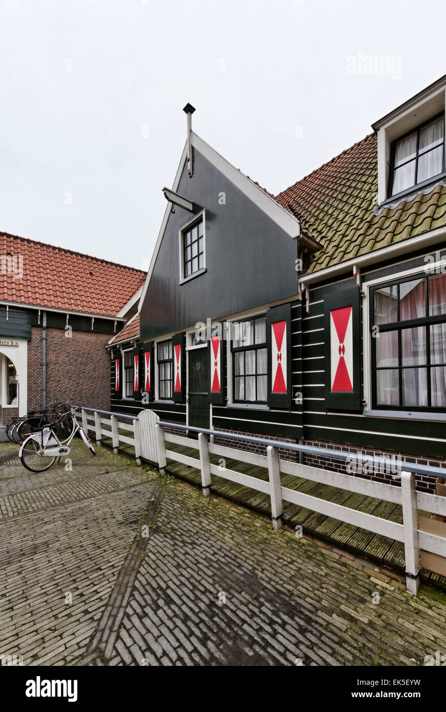 Holland, Volendam village (Amsterdam), typical old dutch stone house ...