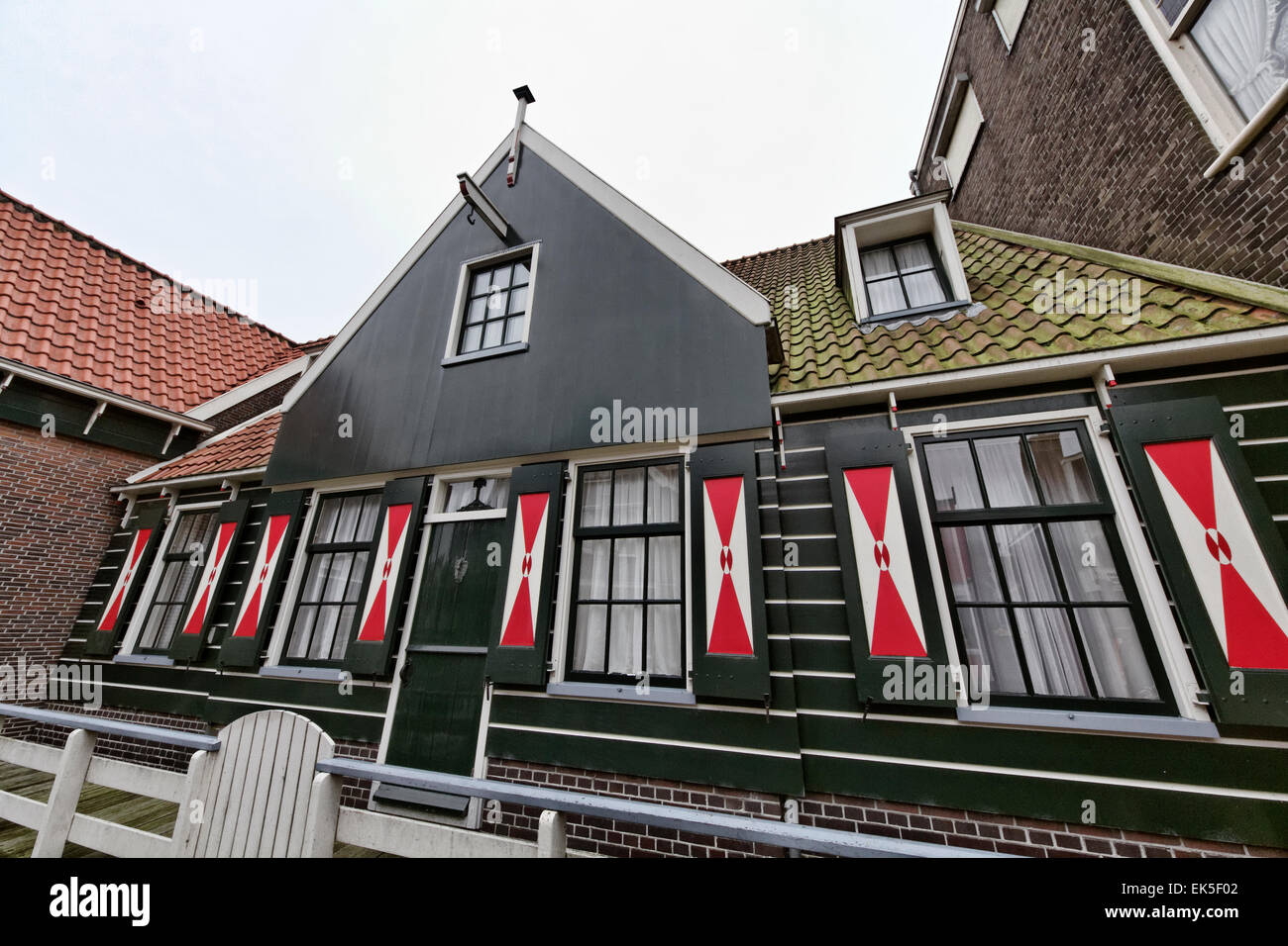 Holland, Volendam village (Amsterdam), typical old dutch stone house ...