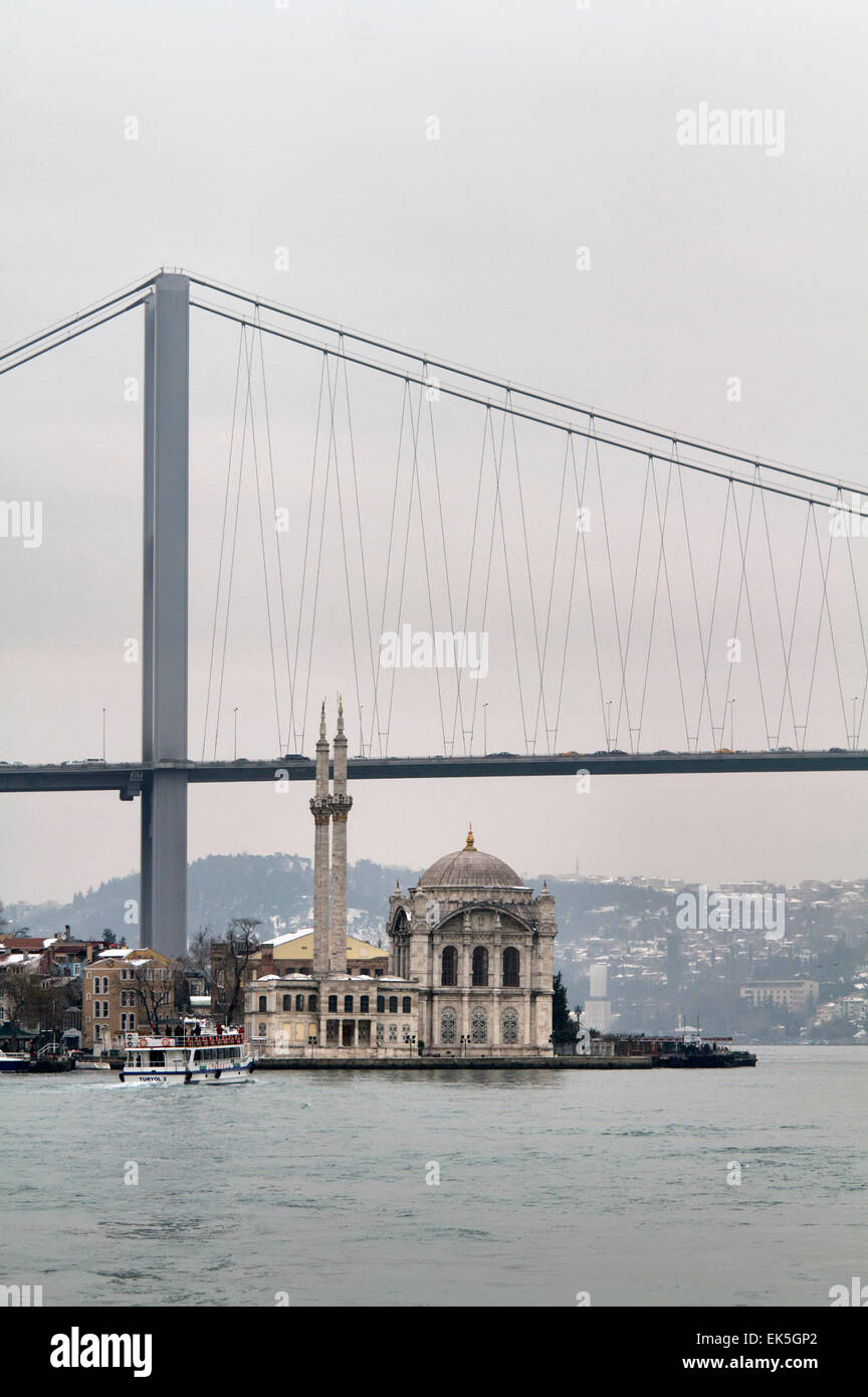 Turkey, Istanbul, Bosphorus Channel, a turkish islamic mosque and the ...