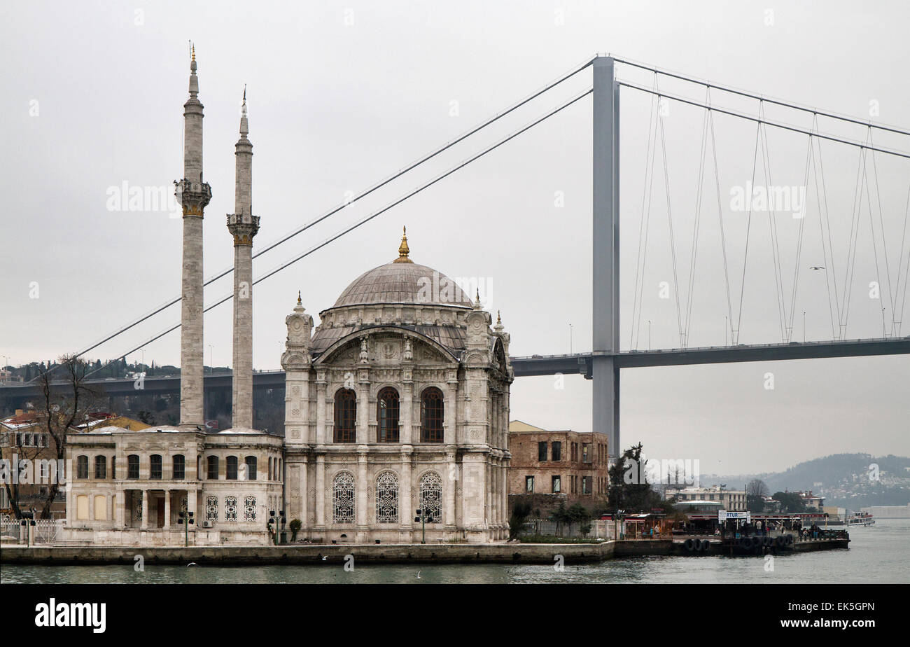 Turkey, Istanbul, Bosphorus Channel, a turkish islamic mosque and the ...