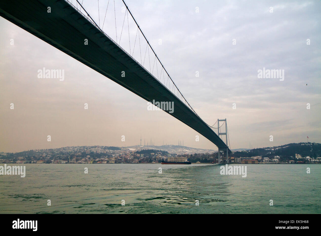 Turkey, Istanbul, Bosphorus Channel, Bosphorus Bridge, an oil cargo ...
