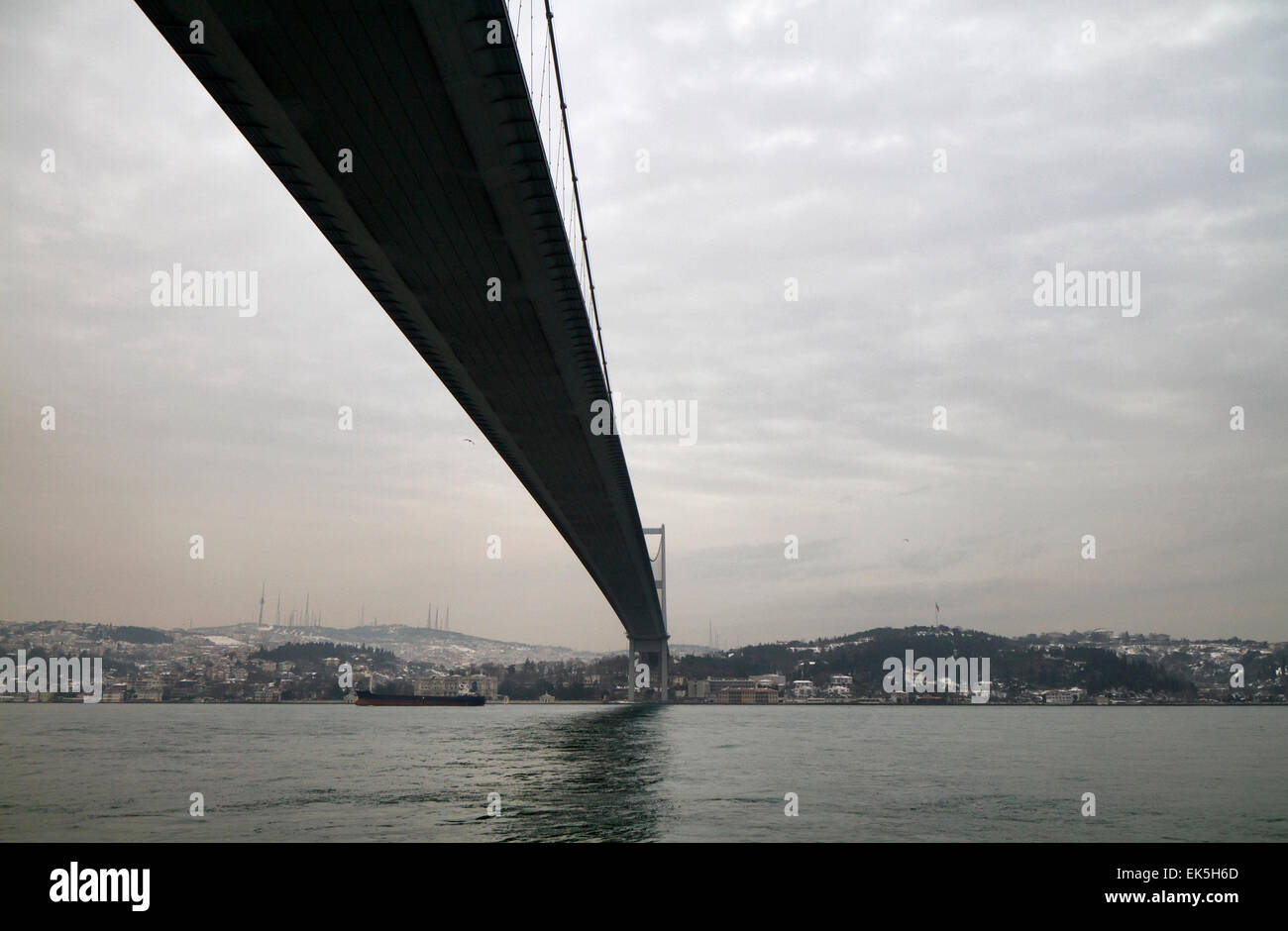 Turkey, Istanbul, Bosphorus Channel, Bosphorus Bridge, an oil cargo ...