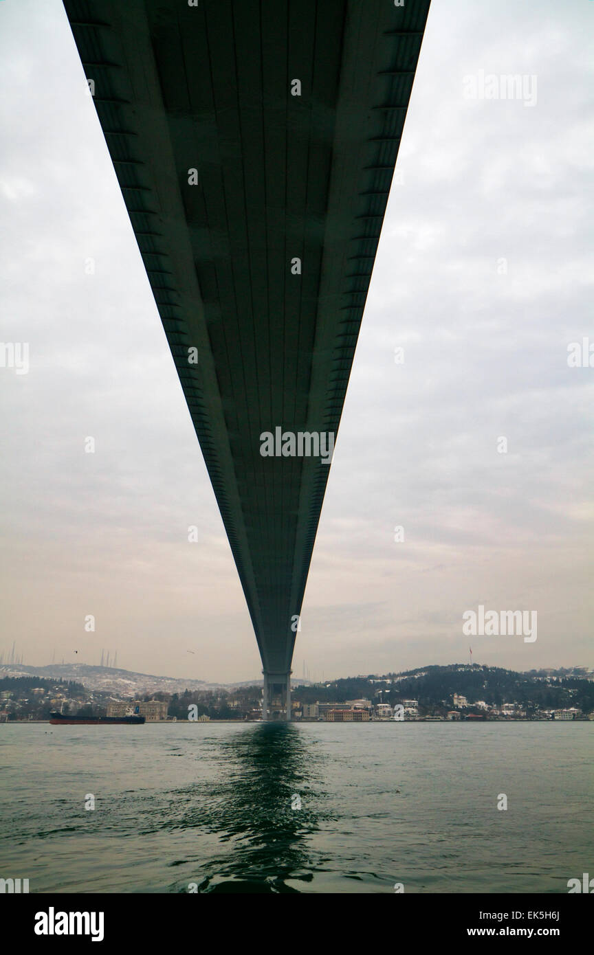 Turkey, Istanbul, Bosphorus Channel, Bosphorus Bridge, an oil cargo ...
