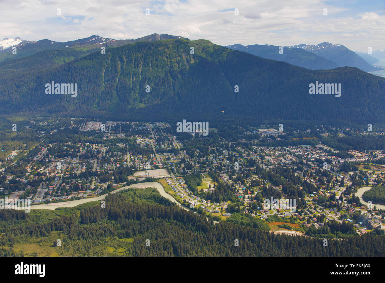Aerial view of Mendenhall Valley, Juneau, Alaska Stock Photo - Alamy
