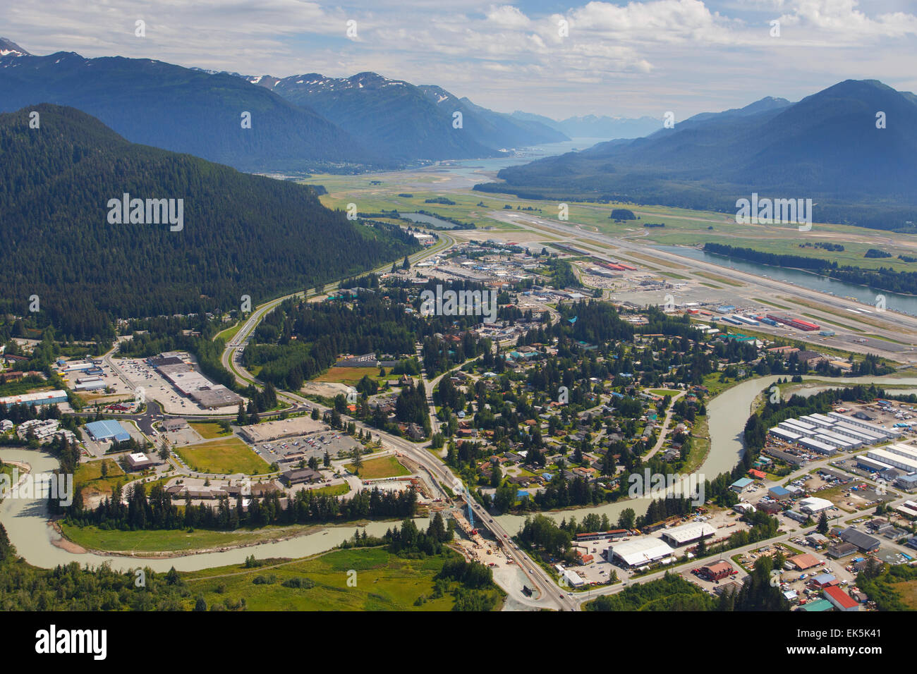 Aerial view of Mendenhall Valley, Juneau, Alaska Stock Photo - Alamy