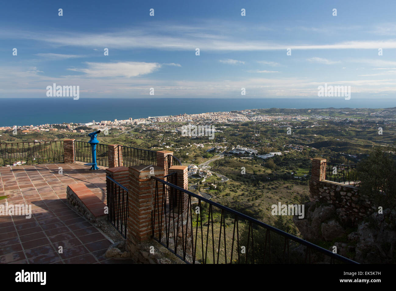View of the coastline from Mijas lookout tourist point, Mijas Spain ...