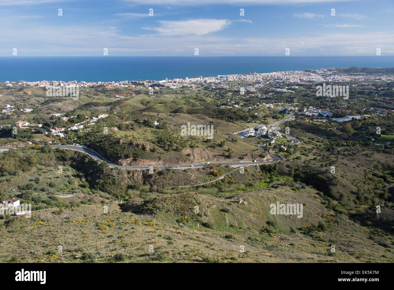 View of the coastline from Mijas lookout tourist point, Mijas Spain ...