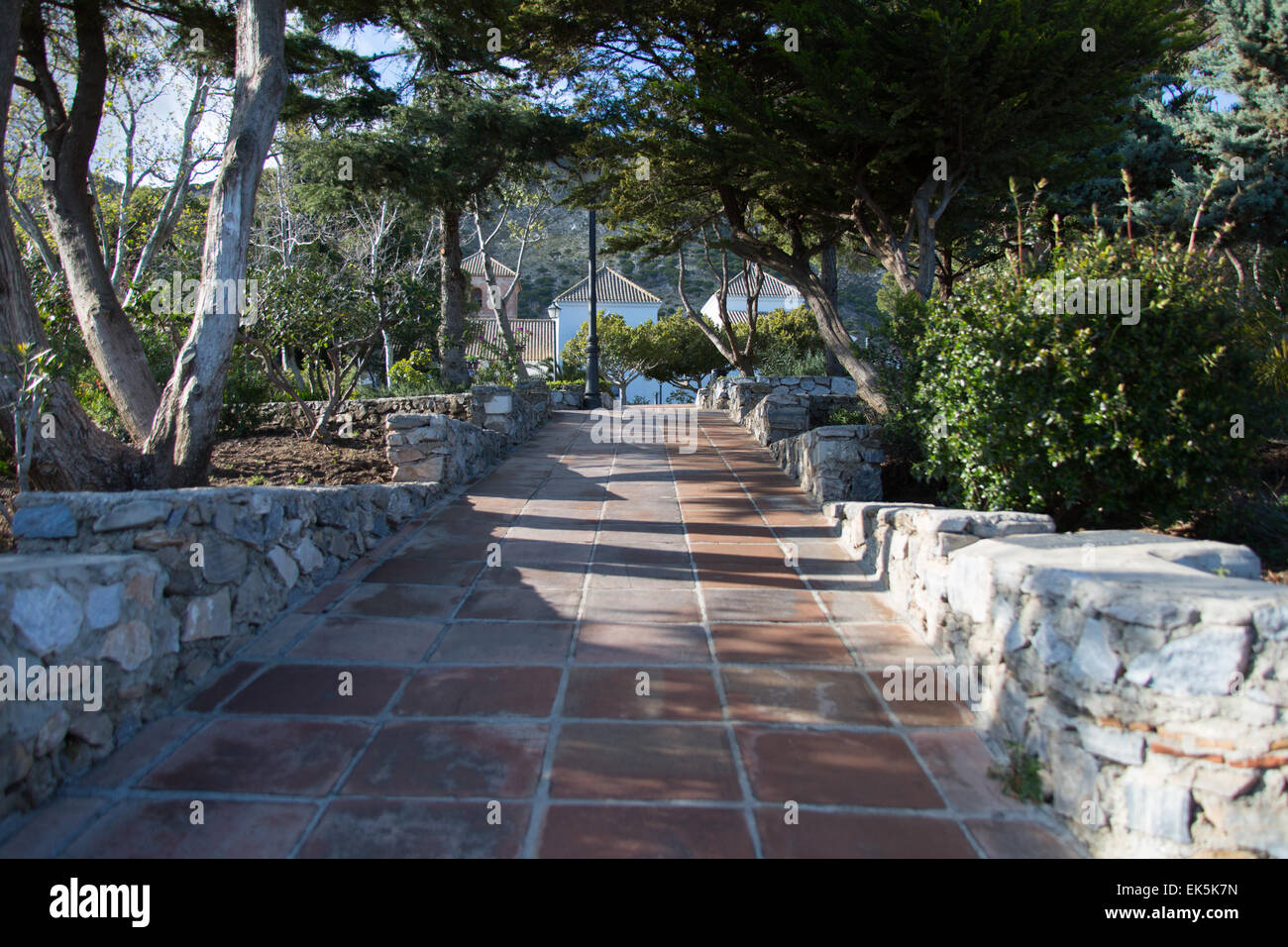 A straight stone pathway, in Mijas Spain Stock Photo - Alamy