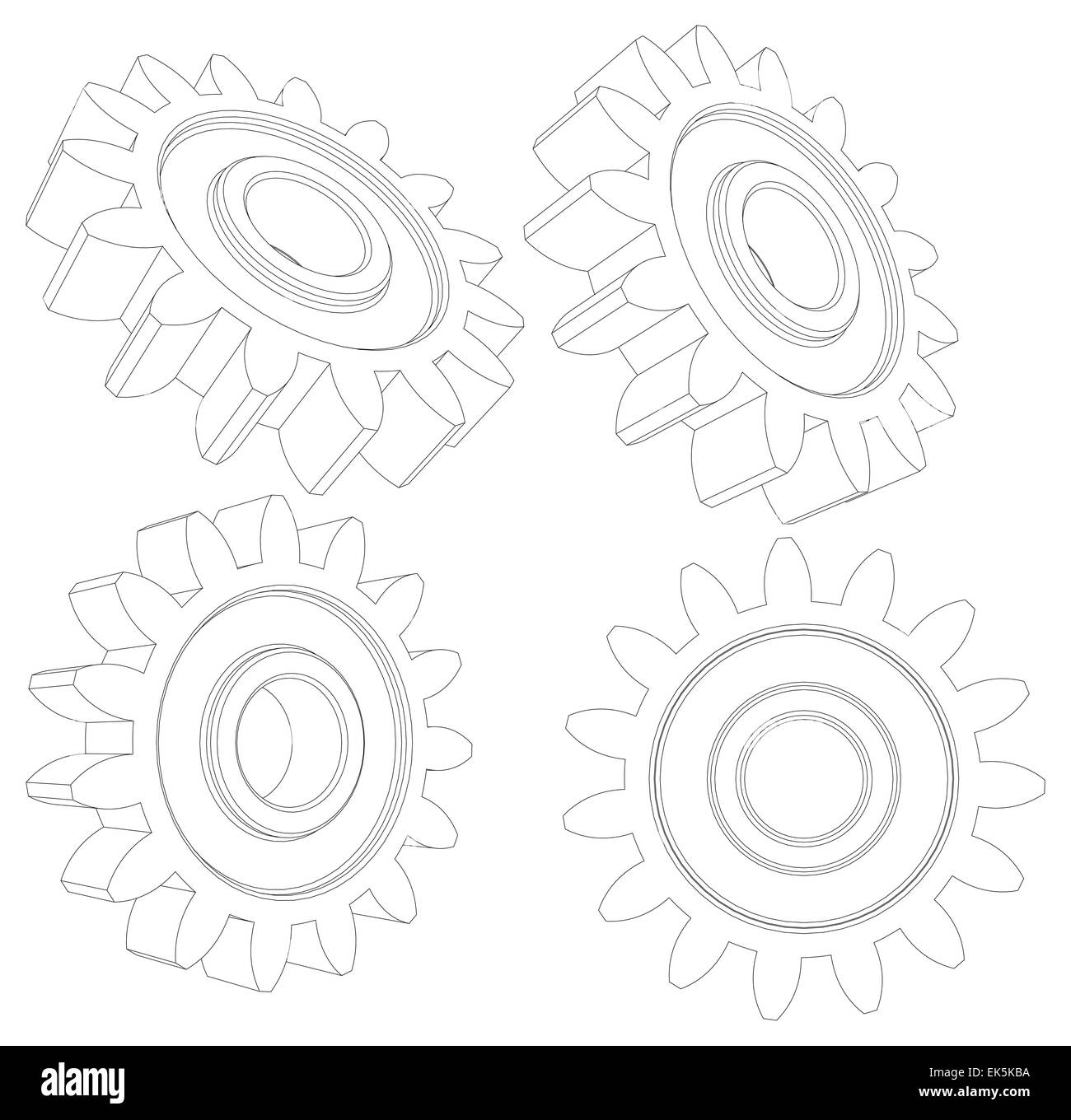 Collection of wire-frame gears. Vector Stock Photo - Alamy
