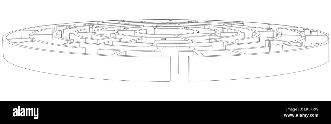 Wire-frame round intricate labyrinth. Vector Stock Photo - Alamy