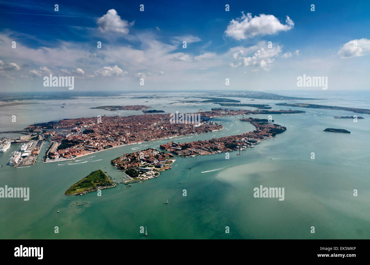 italy, veneto, aerial view of Venice and venetian lagoon Stock Photo ...