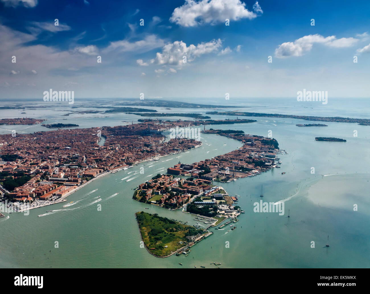 italy, veneto, aerial view of Venice, the Canal Grande and the venetian ...