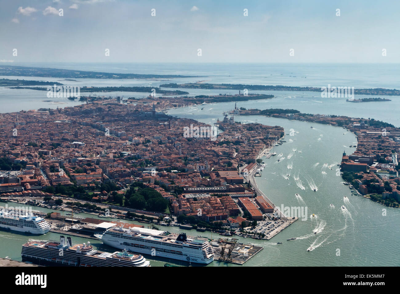 italy, veneto, aerial view of Venice, the Canal Grande and the venetian ...