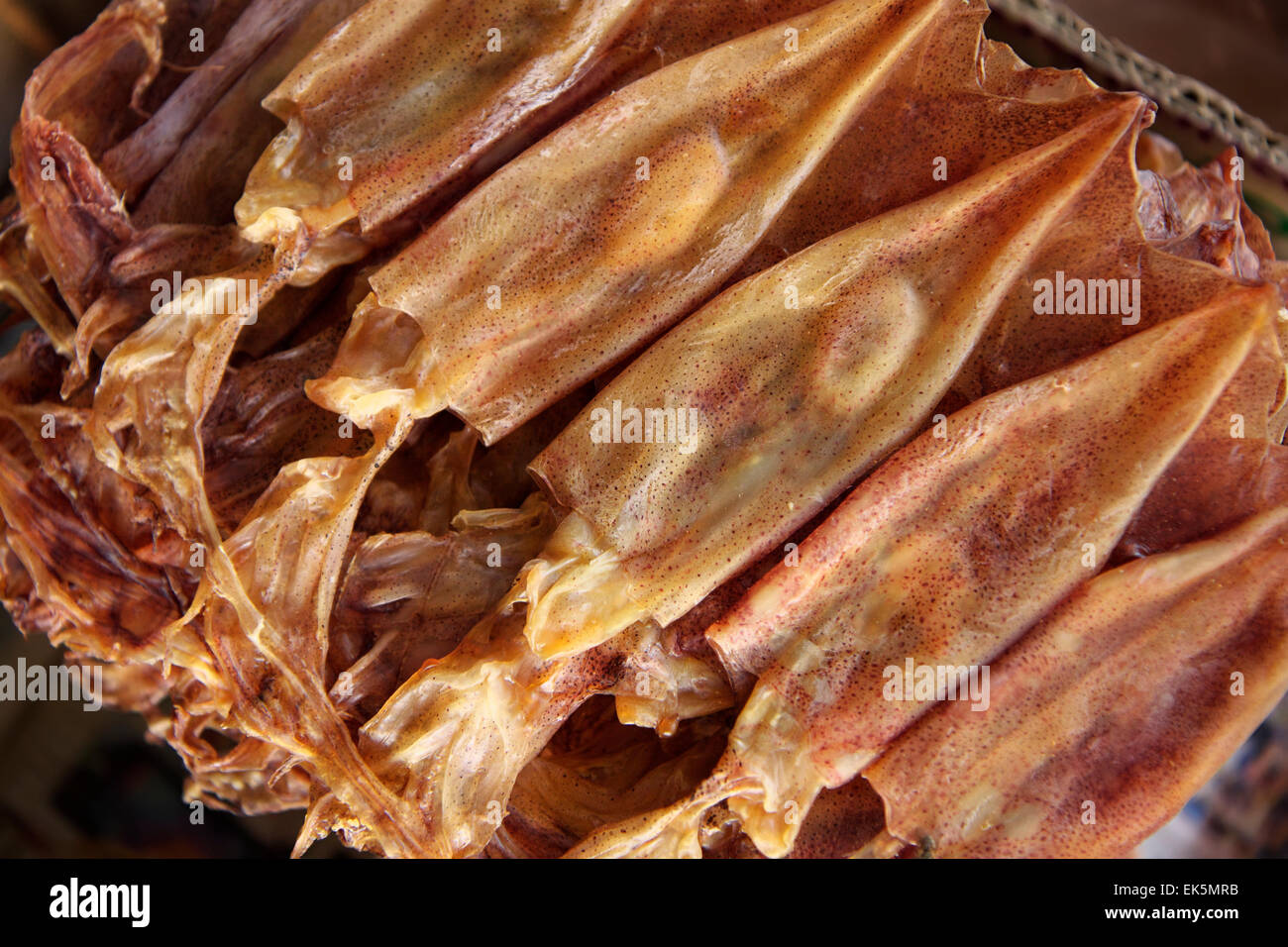 Thailand, Bangkok, dry cuttlefish for sale in a local market Stock ...