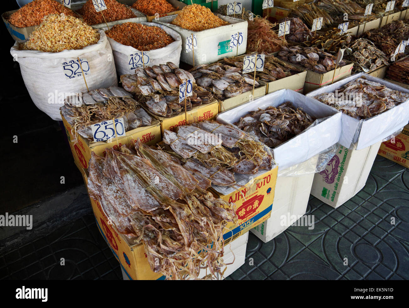 Thailand, Bangkok, dry cuttlefish for sale in a local market Stock ...