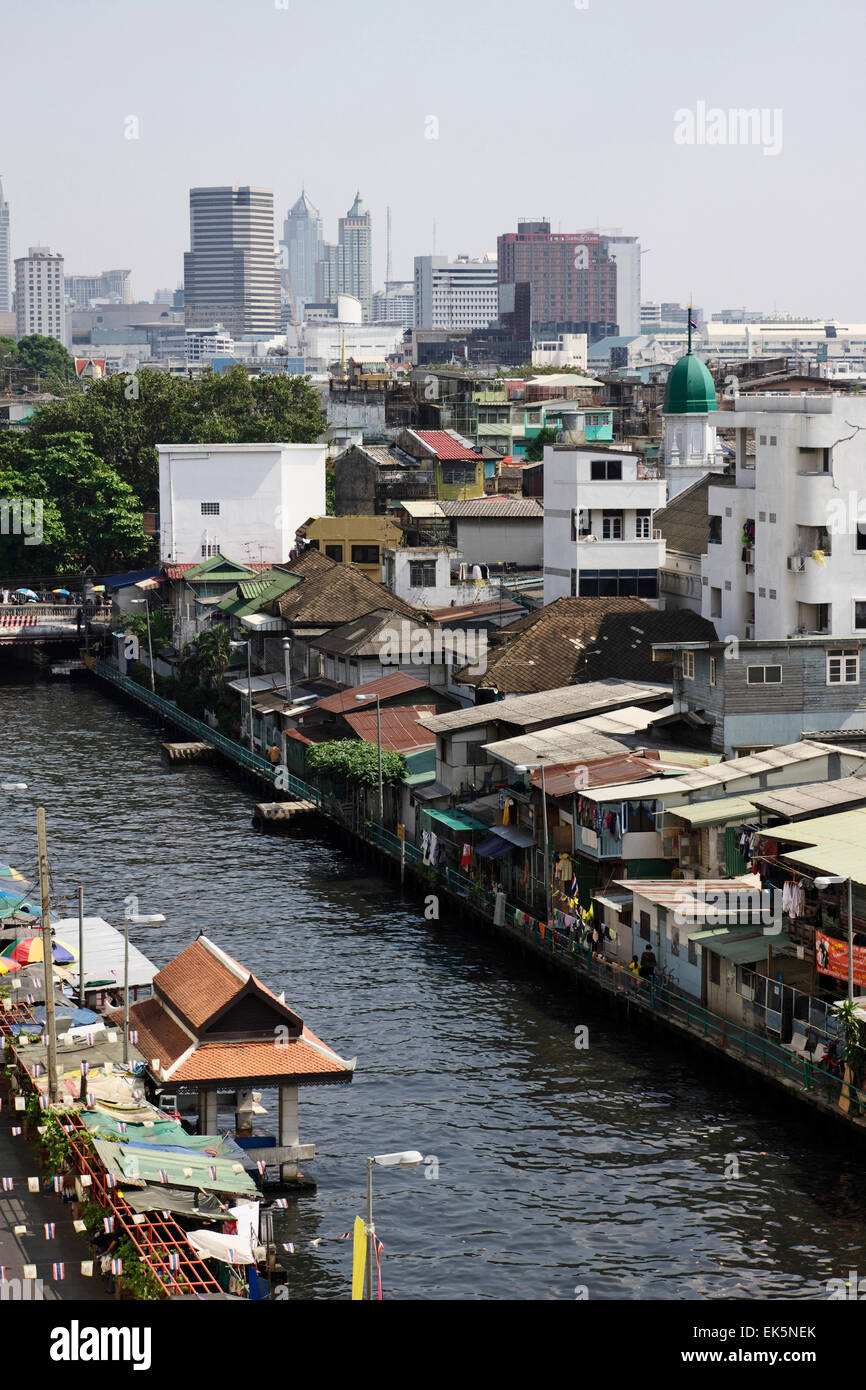 Thailand, Bangkok, view of the city and one of the many Chao Phraya ...