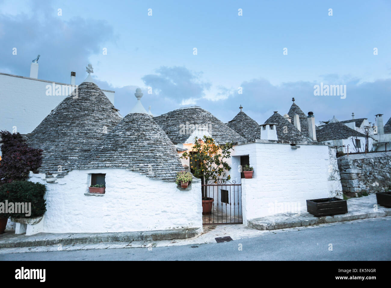 Characteristic houses named Trulli located at mid of Puglia land ...