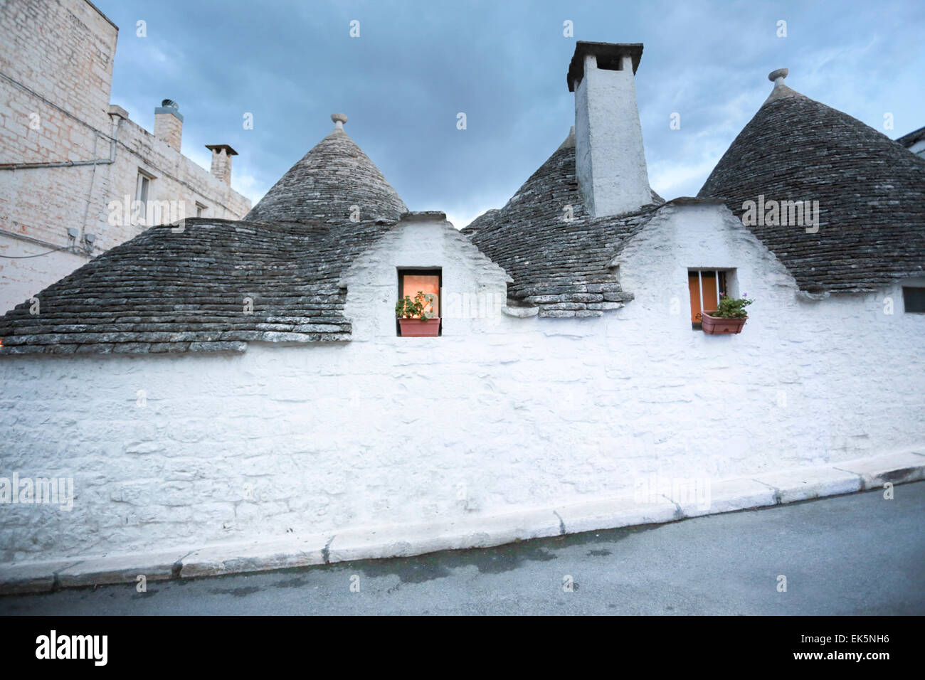 Characteristic houses named Trulli located at mid of Puglia land ...