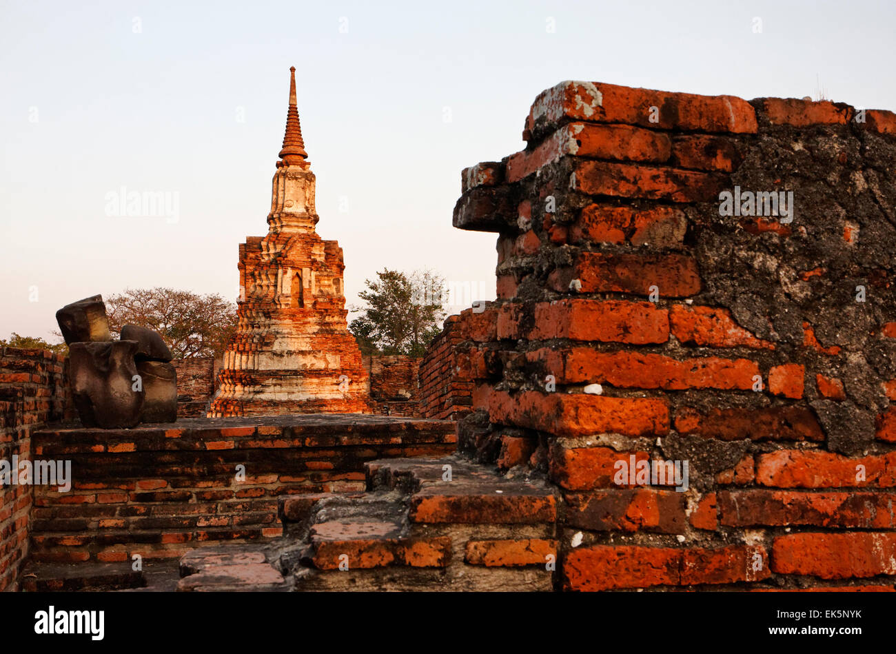 THAILAND, Ayutthaya, the ruins of the city's ancient temples at sunset ...