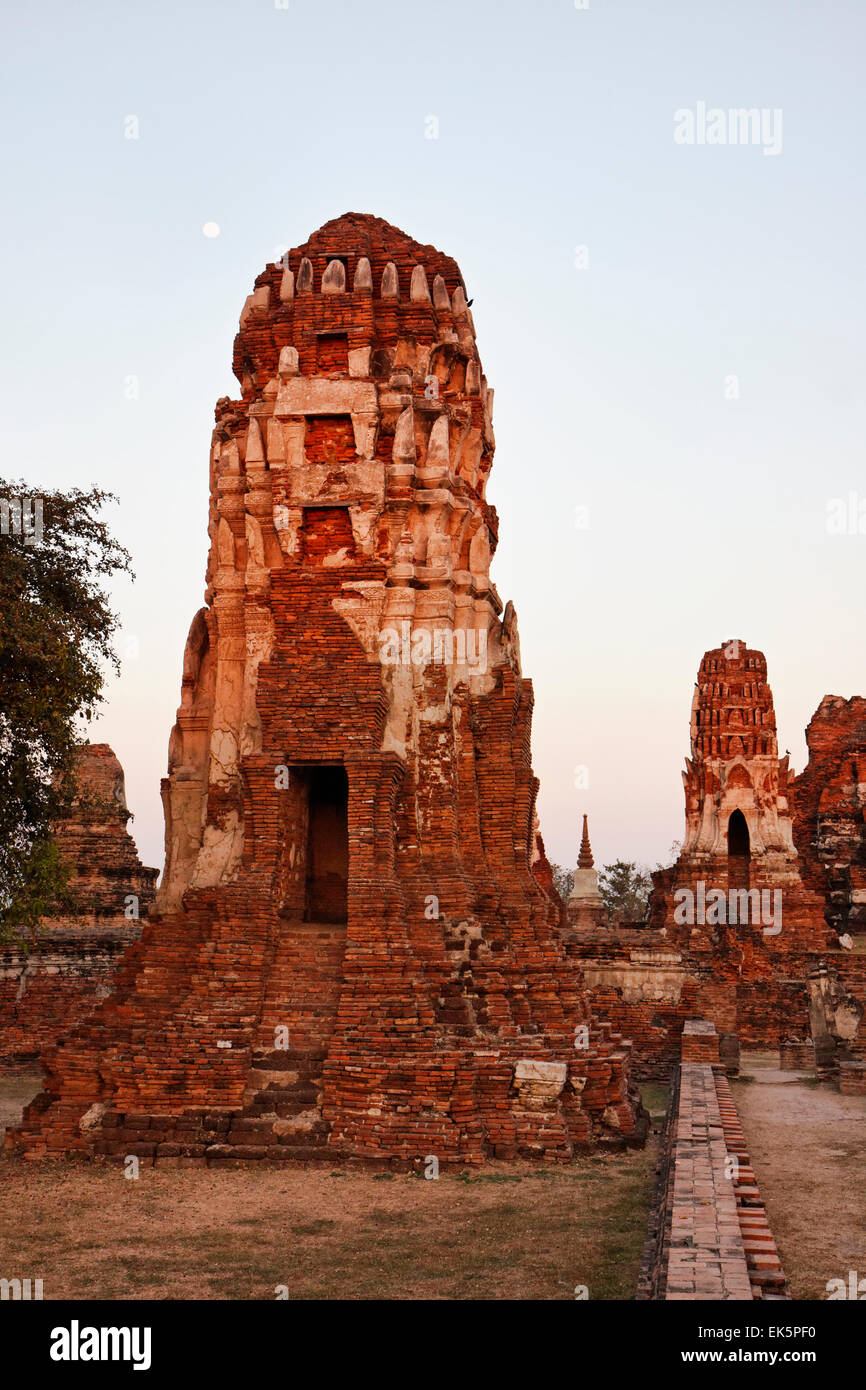 THAILAND, Ayutthaya, the ruins of the city's ancient temples at sunset ...