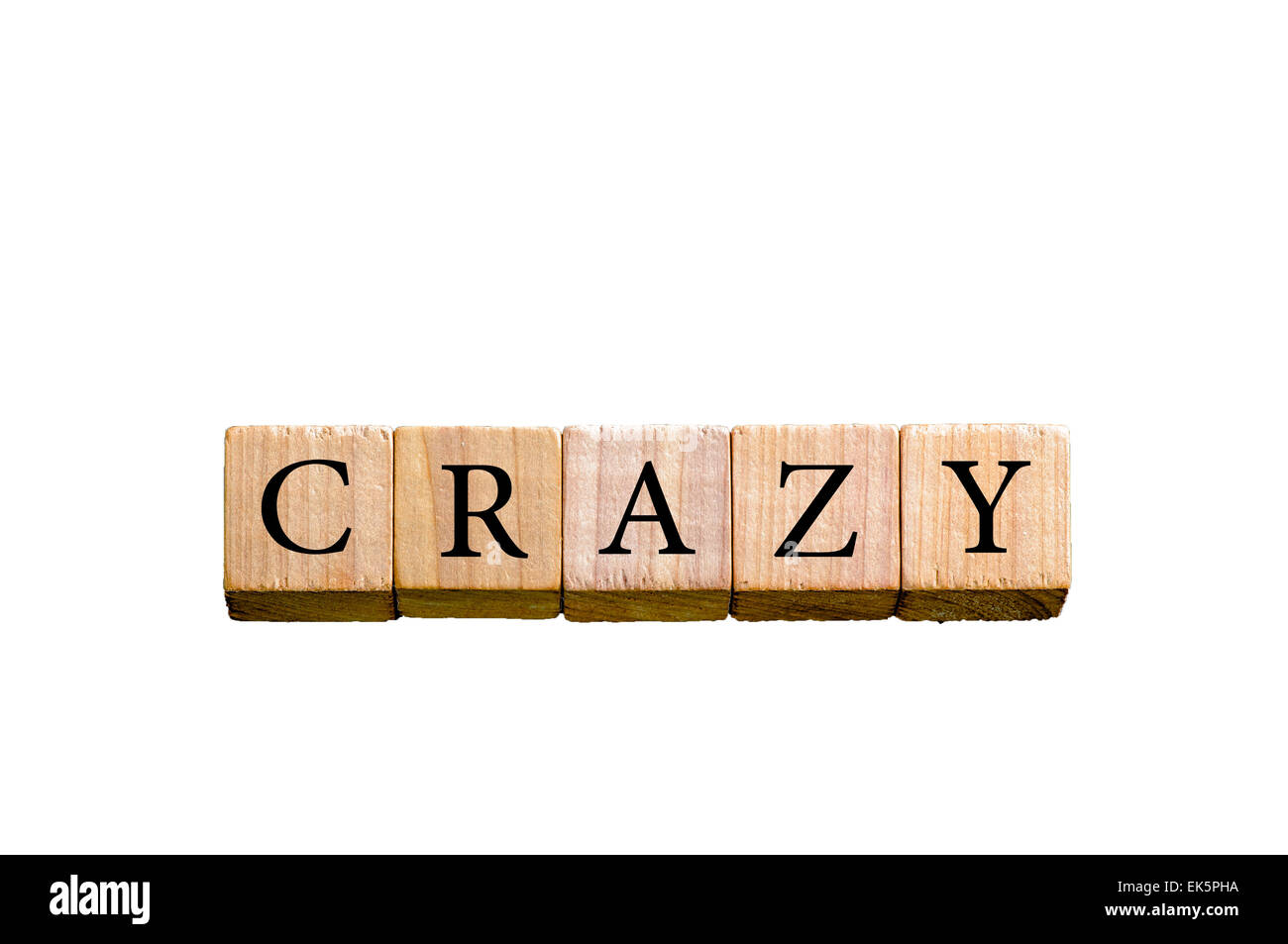 Word CRAZY. Wooden small cubes with letters isolated on white ...