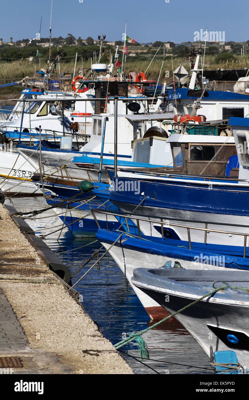 Italy, Sicily, Portopalo di Capo Passero, fishing boats in the port ...